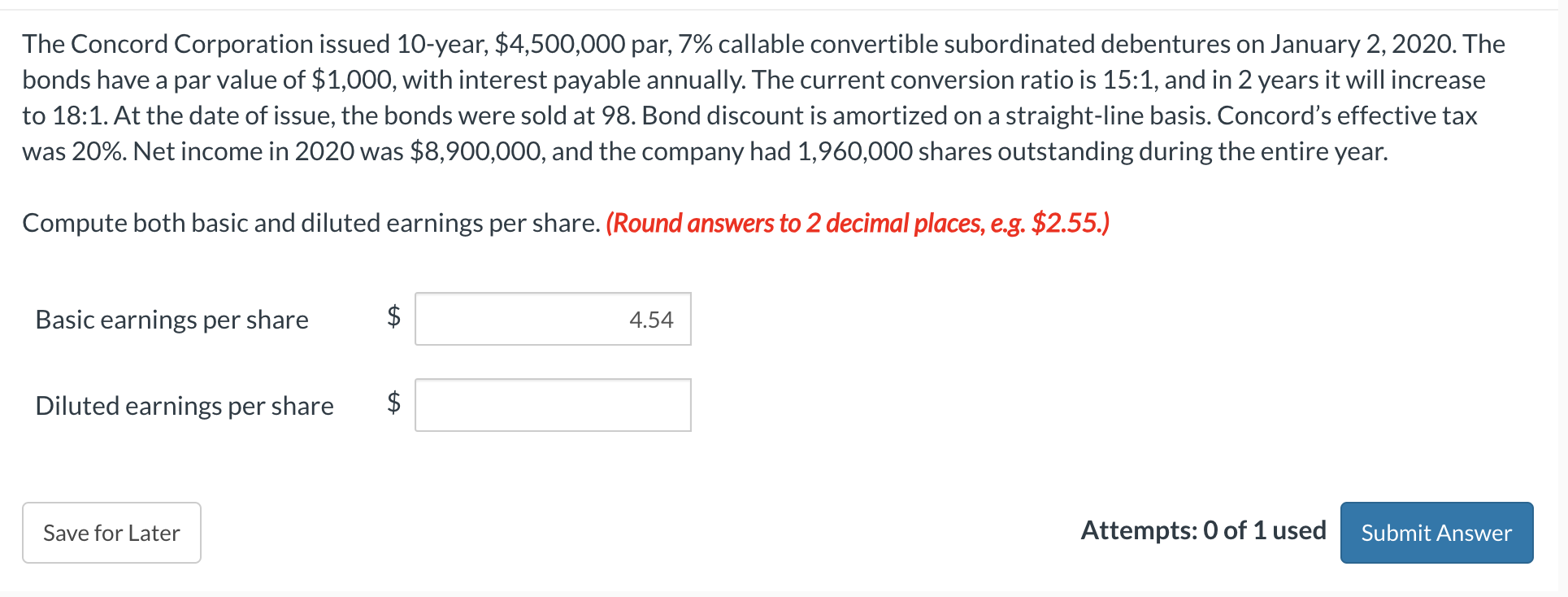 Solved The Concord Corporation issued 10 -year, $4,500,000 | Chegg.com