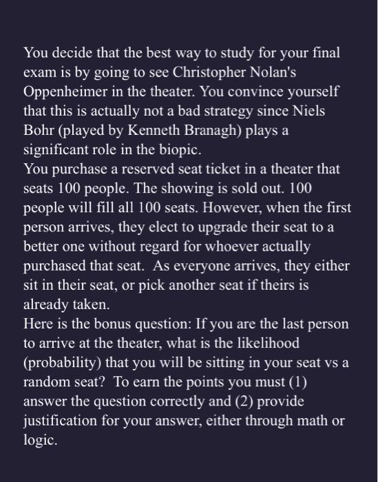 Solved You decide that the best way to study for your final | Chegg.com