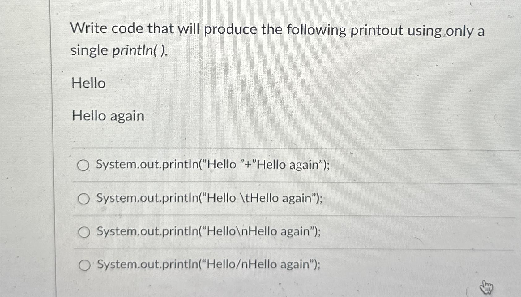 Solved Write code that will produce the following printout | Chegg.com