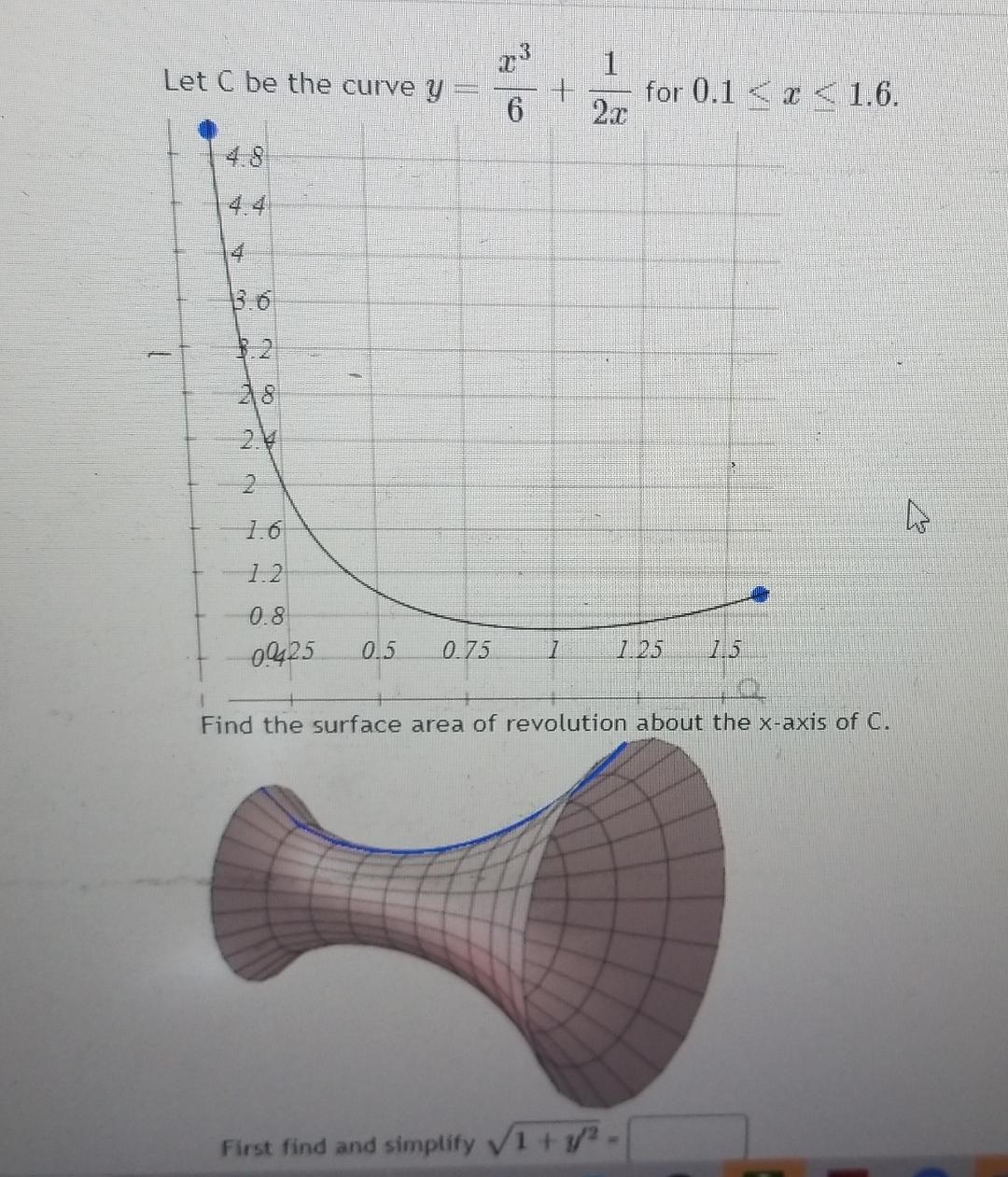 Solved .3 6. Find the surface area of revolution about the | Chegg.com