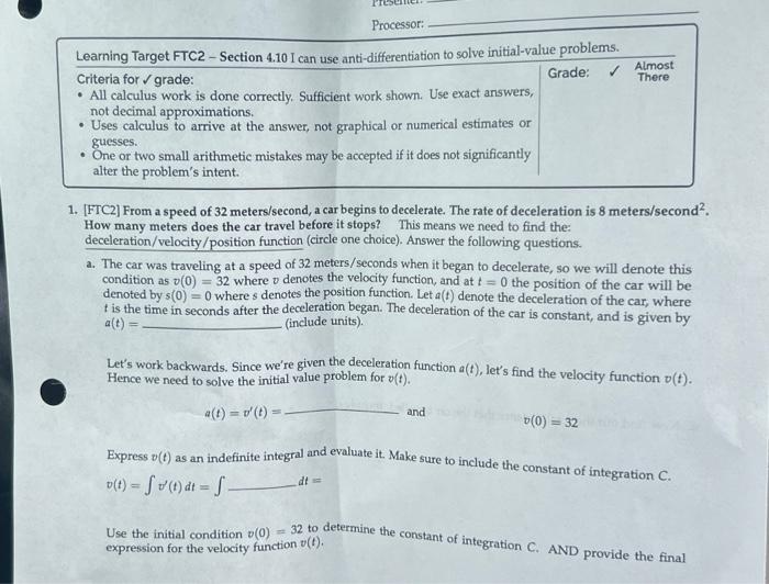 Solved Processor: Learning Target FTC2 - Section 4.10 I can | Chegg.com