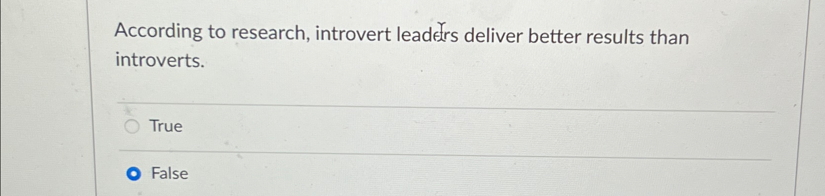 Solved According to research, introvert leadertrs deliver | Chegg.com