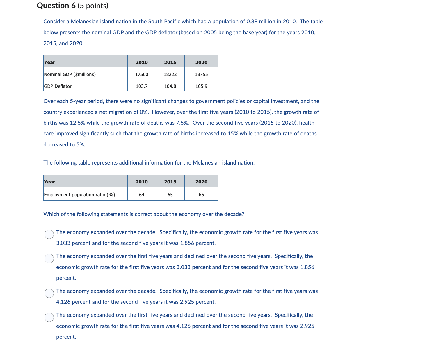 Solved Question 6 (5 ﻿points)Consider a Melanesian island | Chegg.com