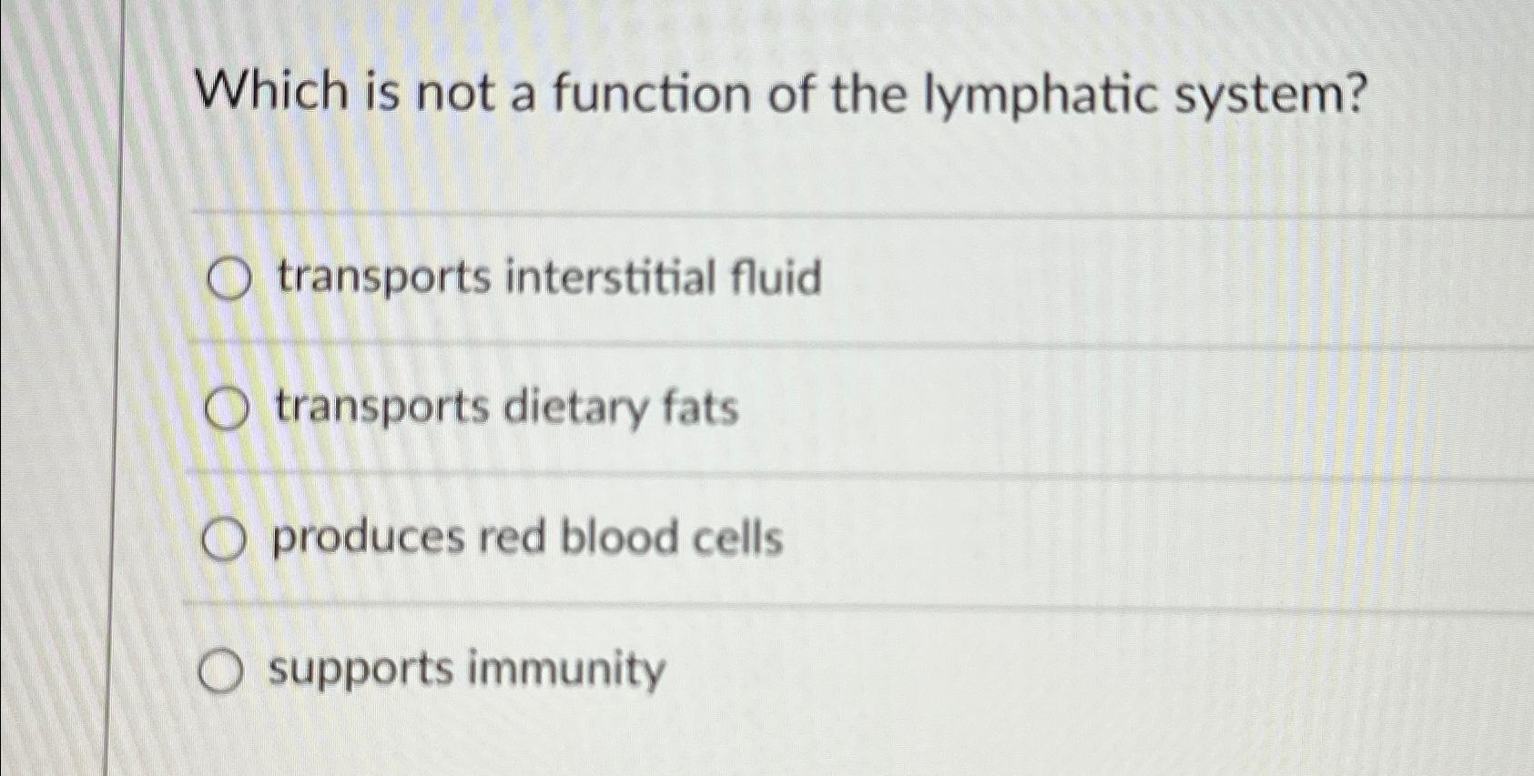 Solved Which Is Not A Function Of The Lymphatic 4174