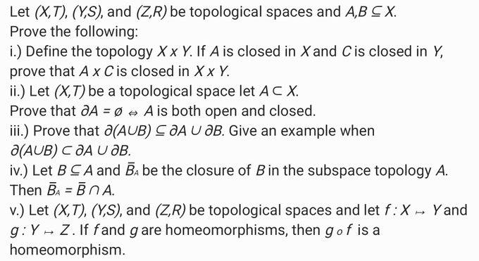 Solved Let (x,T),(Y,S), ﻿and (Z,R) ﻿be topological spaces | Chegg.com