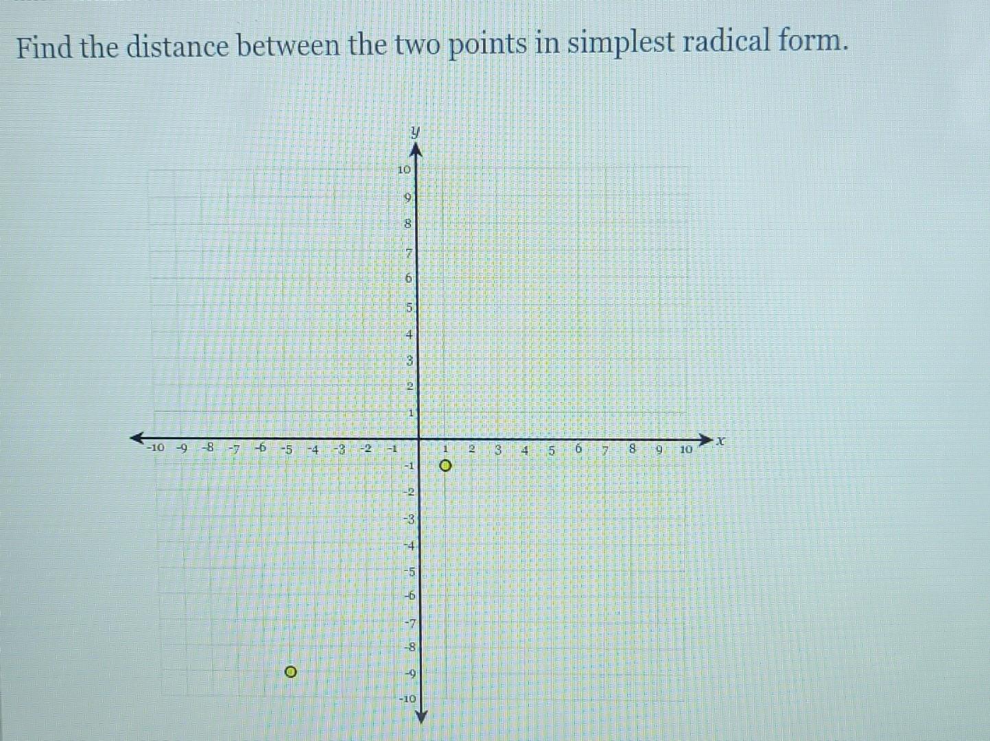 Solved Find the distance between the two points in simplest | Chegg.com