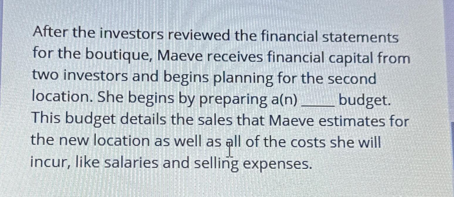 Solved After the investors reviewed the financial statements | Chegg.com