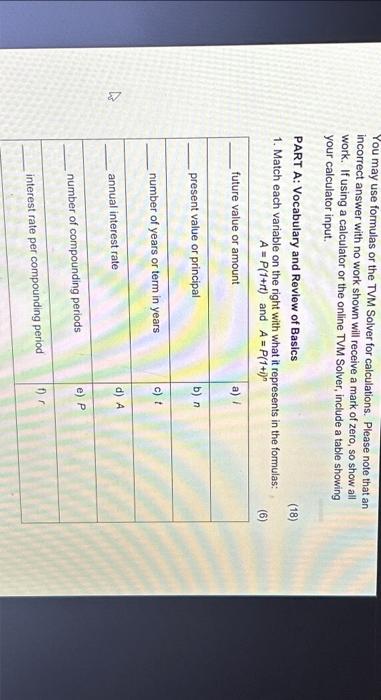 Solved You may use formulas or the TVM Solver for | Chegg.com