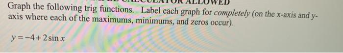 Solved Graph the following trig functions. Label each graph | Chegg.com