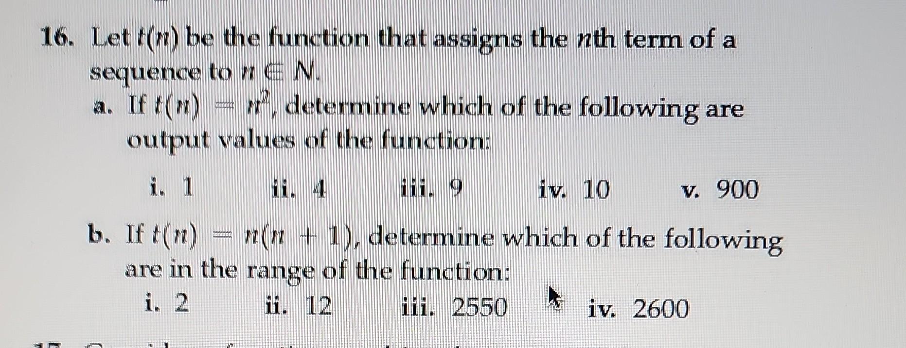 Solved 16. Let t(n) be the function that assigns the nth | Chegg.com