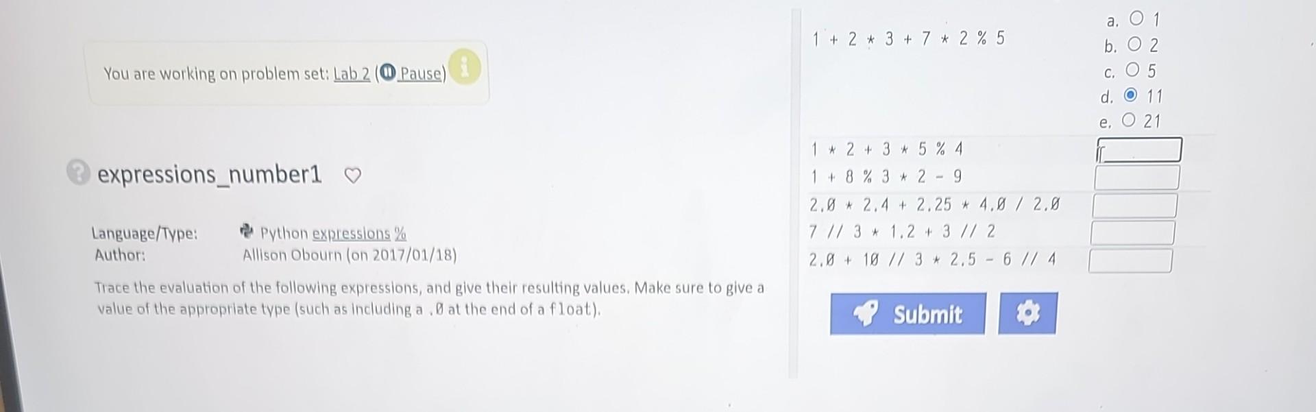 Solved expressions_number1 0 Language/Type: Pe Python | Chegg.com