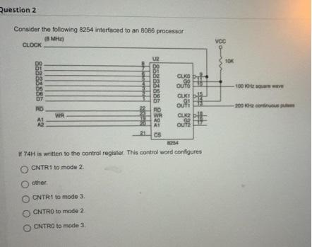 Solved Consider the following 8254 interfaced to an 8086 | Chegg.com
