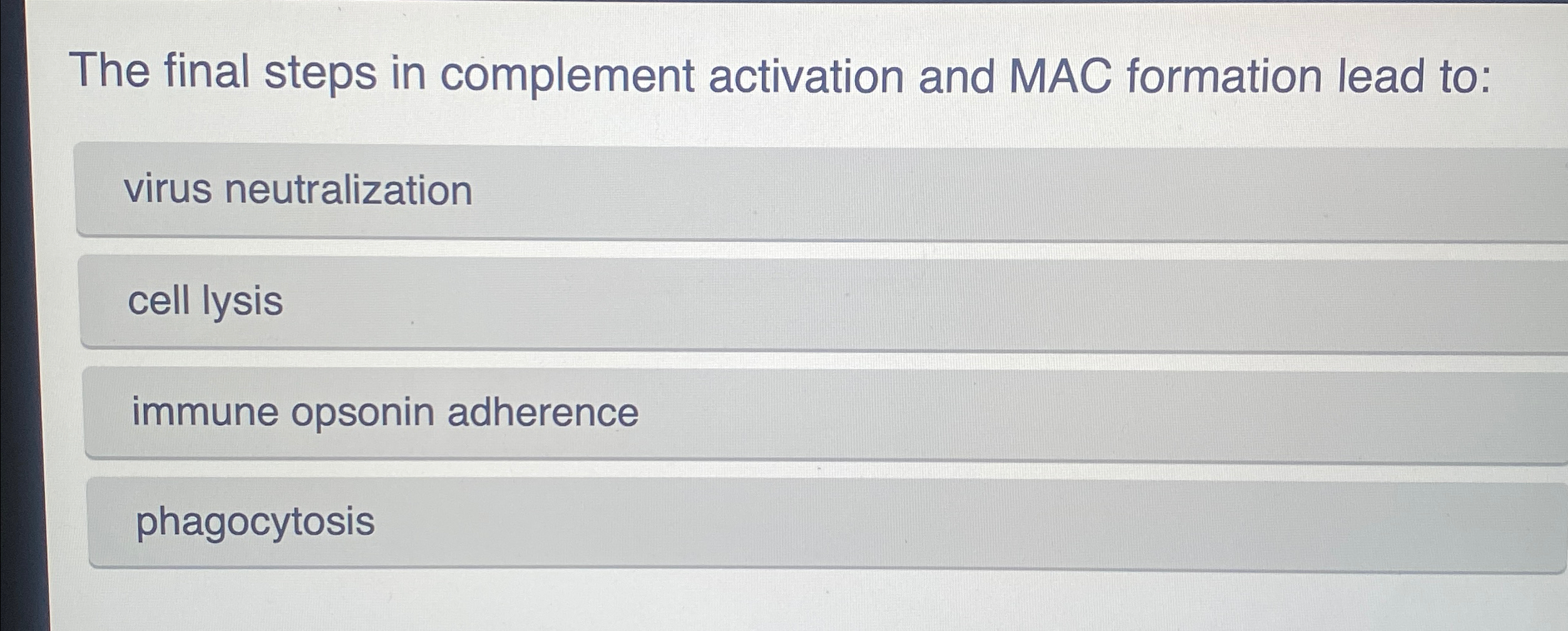 Solved The final steps in complement activation and MAC | Chegg.com