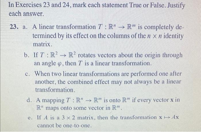 Solved In Exercises 23 and 24, mark each statement True or | Chegg.com