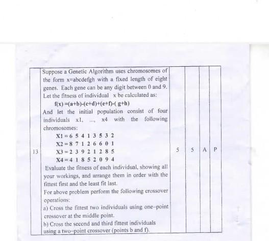 Solved Section - BSuppose a Genetic Algorithm uses | Chegg.com