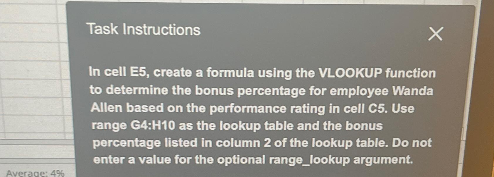 Solved Task InstructionsIn cell E5, ﻿create a formula using | Chegg.com