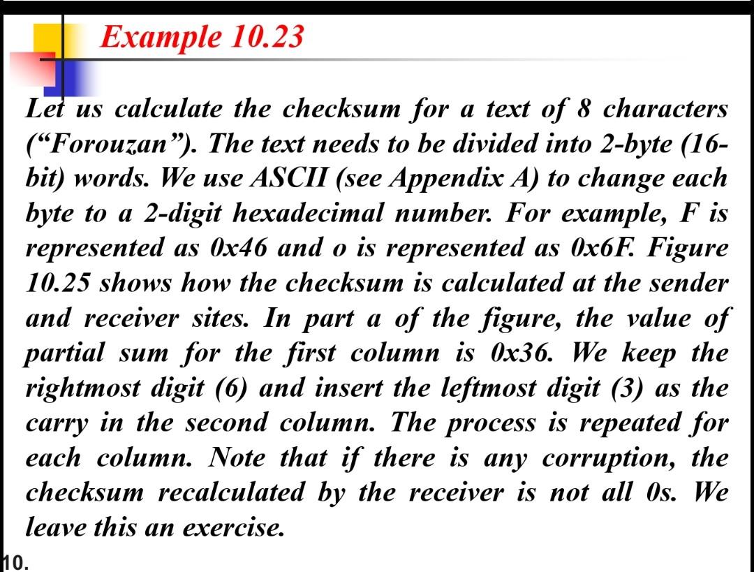 Solved Let us calculate the checksum for a text of 8 | Chegg.com