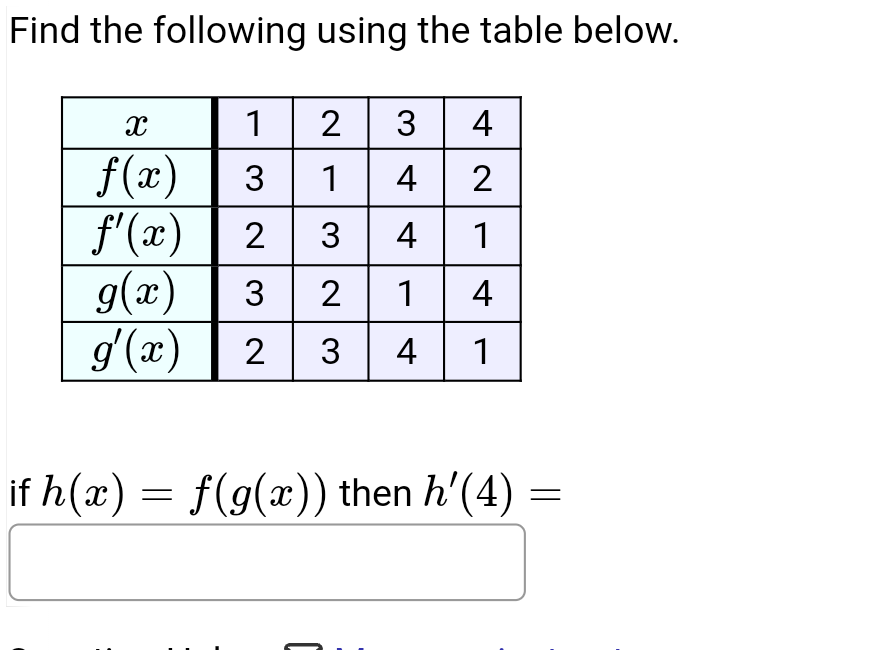 Solved Find the following using the table below. X 1 | Chegg.com