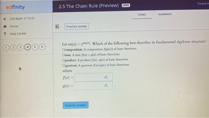 Solved Turned in edfinity 2.5 The Chain Rule (Preview) OPEN | Chegg.com