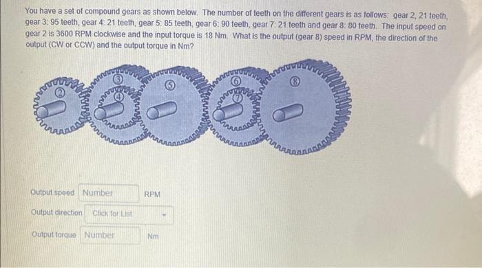 Solved You have a set of compound gears as shown below. The | Chegg.com