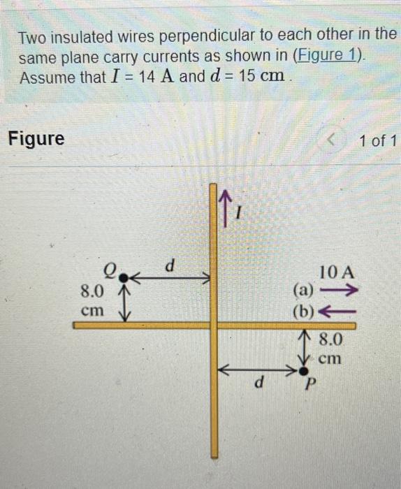 Solved Two insulated wires perpendicular to each other in | Chegg.com