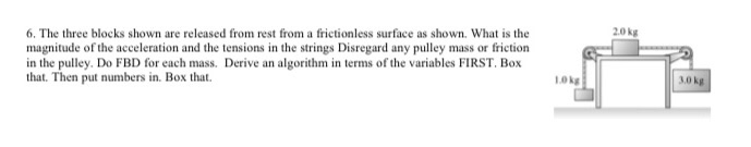 Solved 6. The three blocks shown are released from rest from | Chegg.com