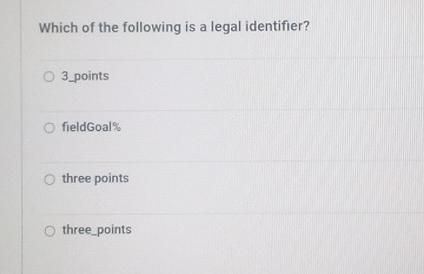Solved Which of the following is a legal | Chegg.com