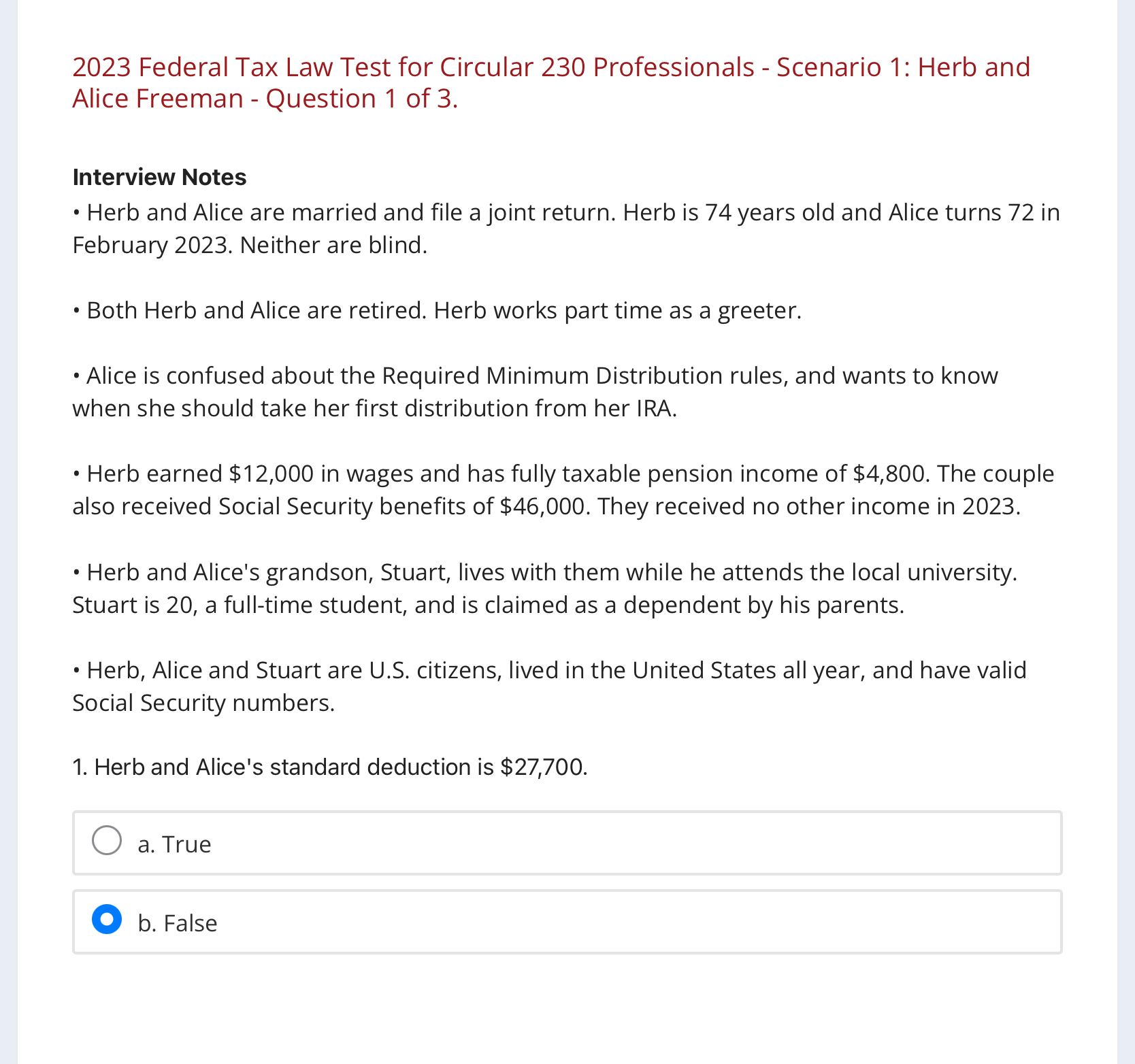 Solved 2023 ﻿Federal Tax Law Test for Circular 230 | Chegg.com