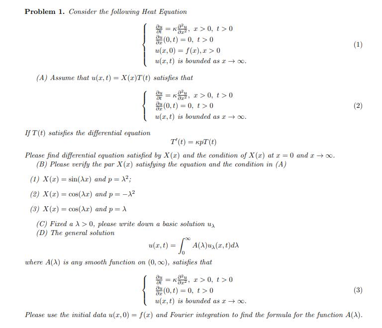 Problem 1. ﻿Consider the following Heat | Chegg.com