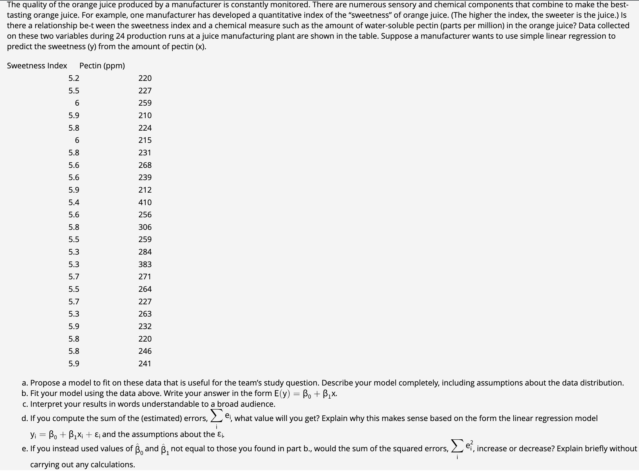 Solved y x E(y)=β0+β1x.c. ﻿Interpret your results in ﻿words | Chegg.com
