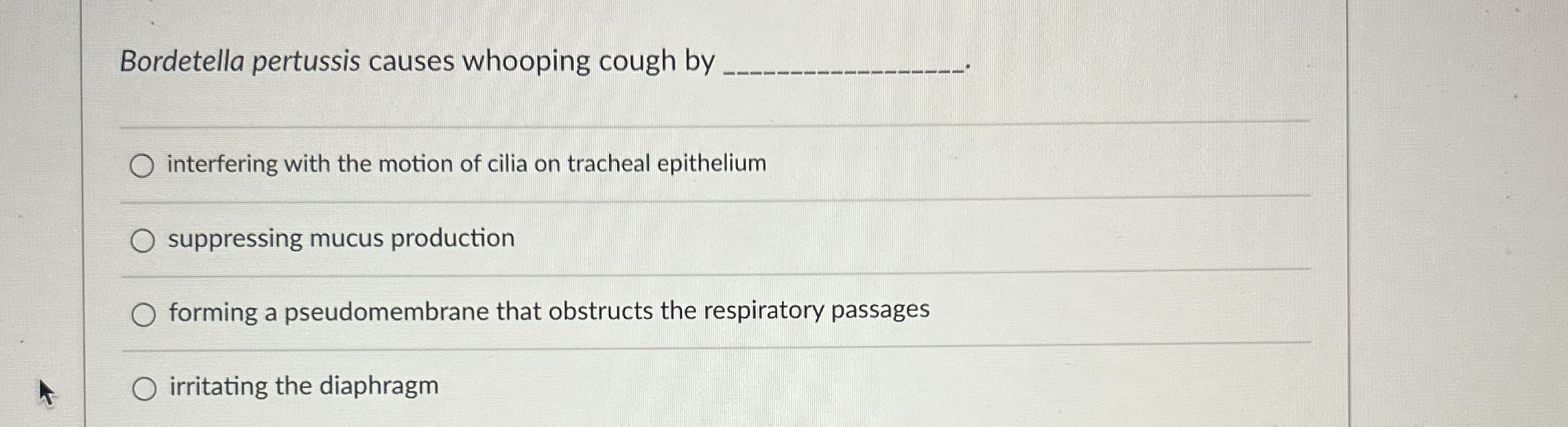 Solved Bordetella pertussis causes whooping cough | Chegg.com