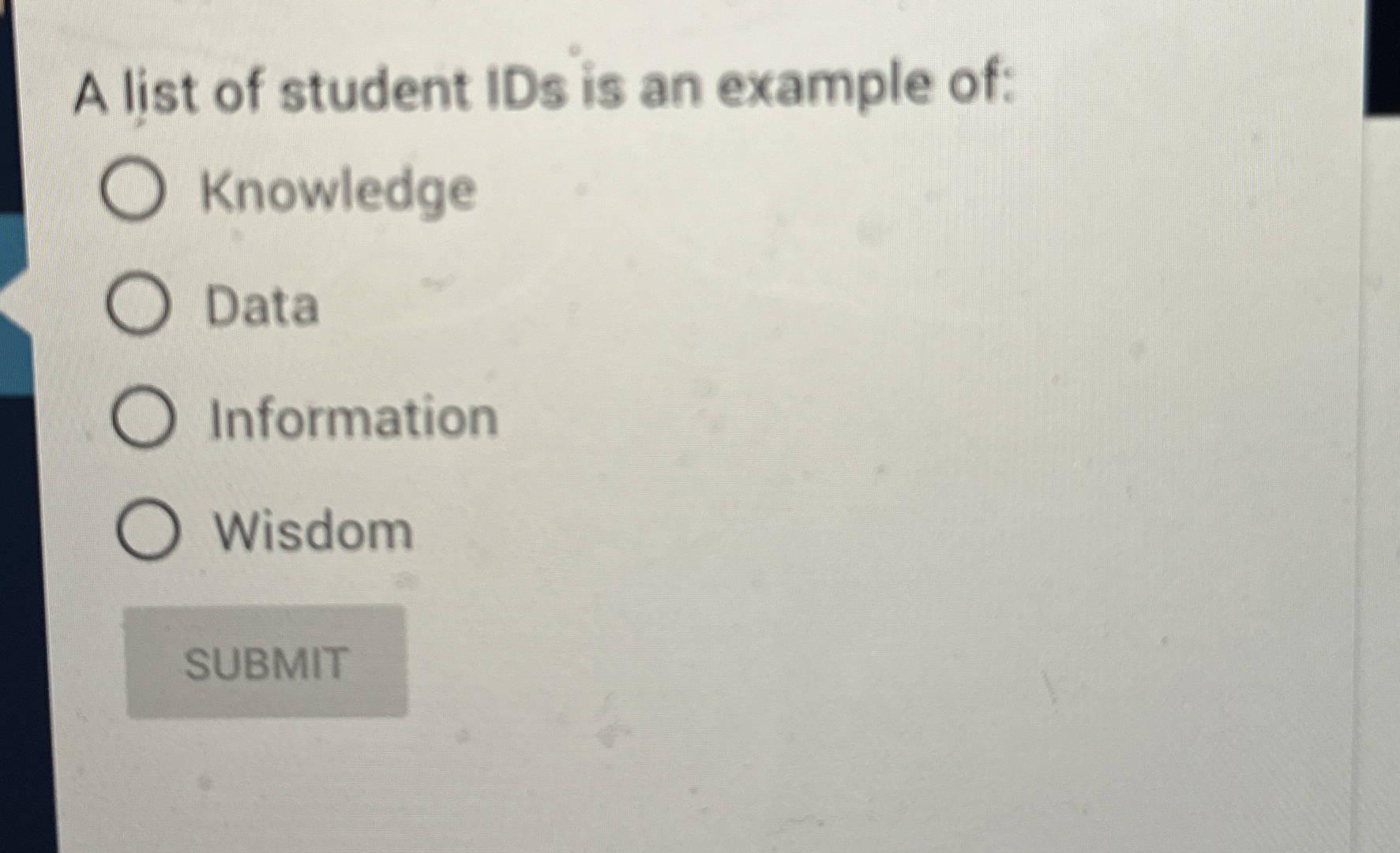Solved A list of student IDs is an example | Chegg.com