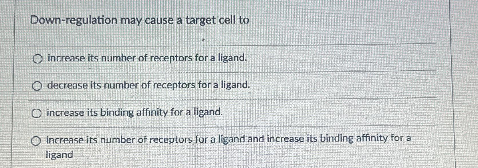 Solved Down Regulation May Cause A Target Cell Toincrease Chegg