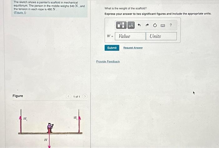 Solved The sketch shows a painter's scaffold in mechanical | Chegg.com
