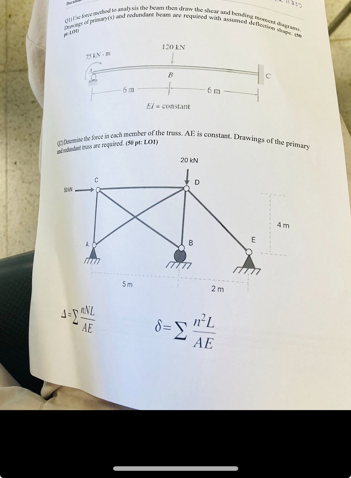 Solved Q1 Use Force Method To Analysis The Beam Then Draw Chegg