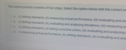 Solved The control process consists of four steps. Select | Chegg.com