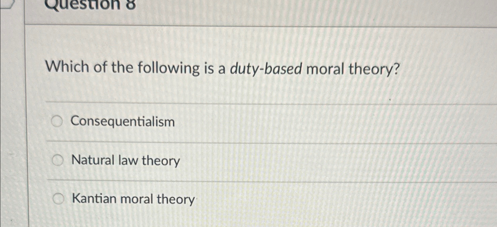 Solved Which of the following is a duty-based moral | Chegg.com