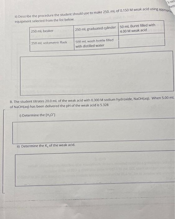 Solved A student is conducting a titration between a weak, | Chegg.com