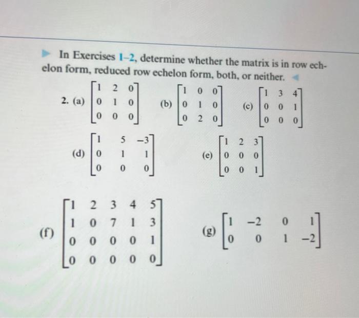 Solved In Exercises 1-2, determine whether the matrix is in | Chegg.com