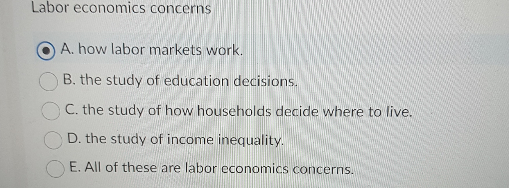 Solved Labor economics concernsA. ﻿how labor markets work.B. | Chegg.com