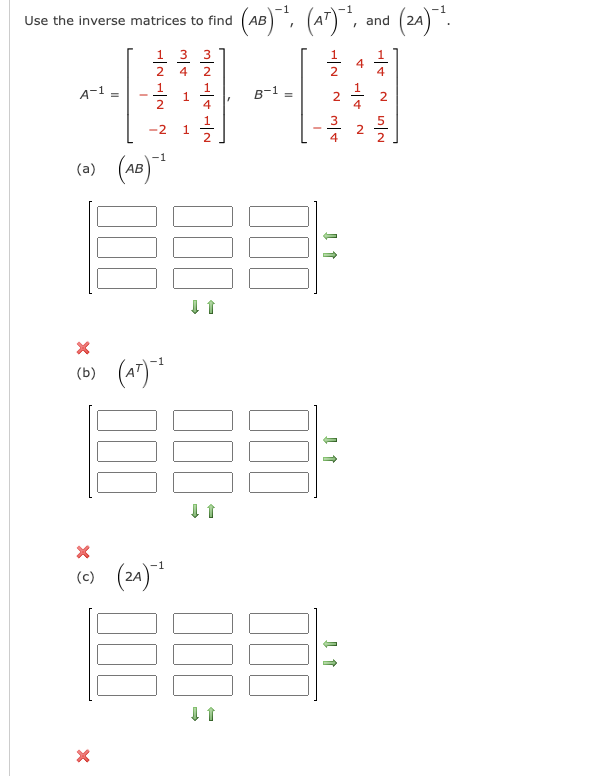 Solved Use the inverse matrices to ﻿find Use the inverse | Chegg.com
