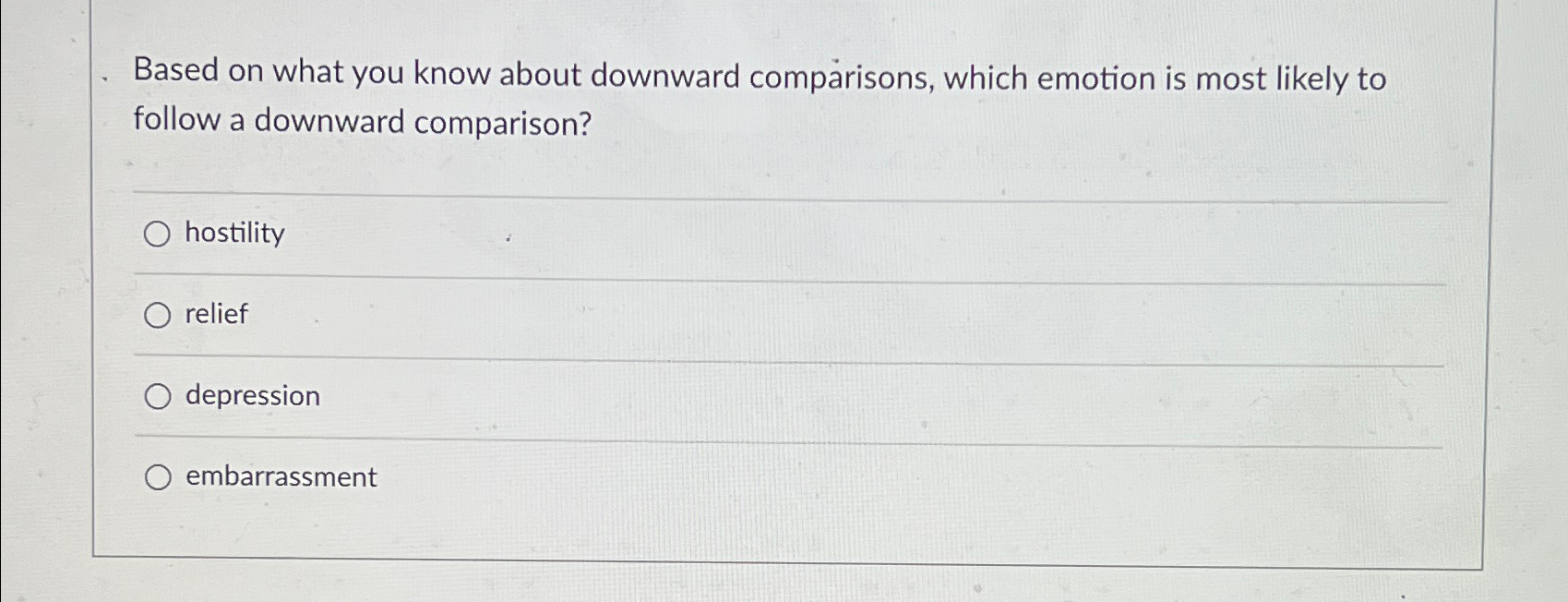 Solved Based on what you know about downward comparisons, | Chegg.com