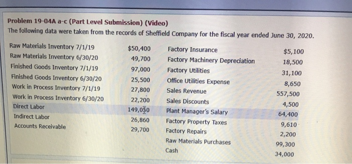 Solved Problem 19-04A a-c (Part Level Submission) (Video) | Chegg.com