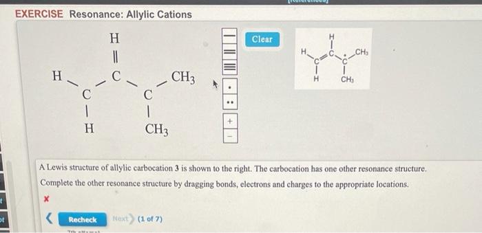 Solved EXERCISE Resonance: Allylic Cations Clear H 11 I-O CH | Chegg.com