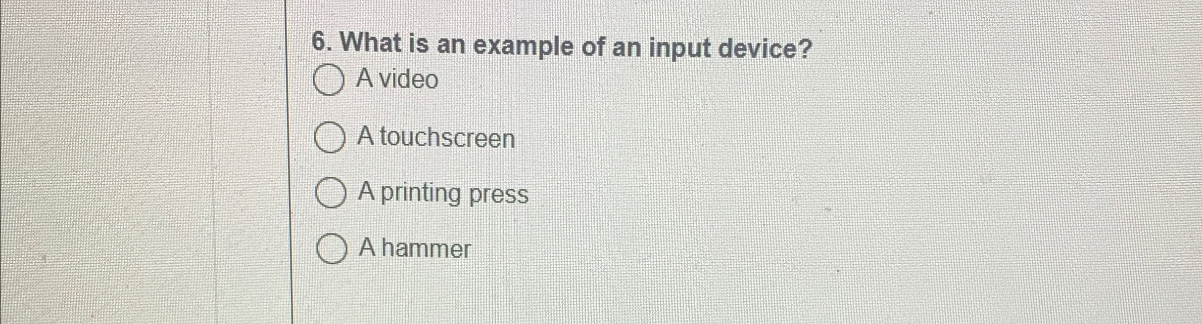 Solved What is an example of an input device?A videoA | Chegg.com