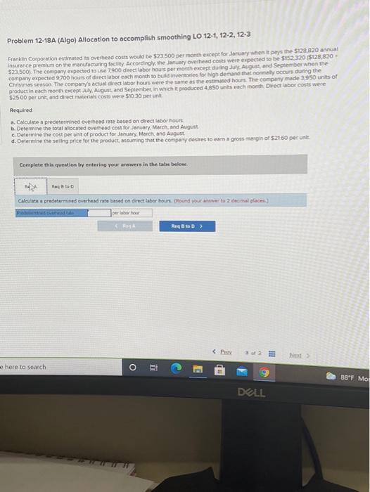 Solved Problem 12-18A (Algo) Allocation to accomplish | Chegg.com