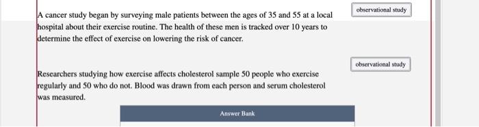 Solved Classify each description as either an observational | Chegg.com