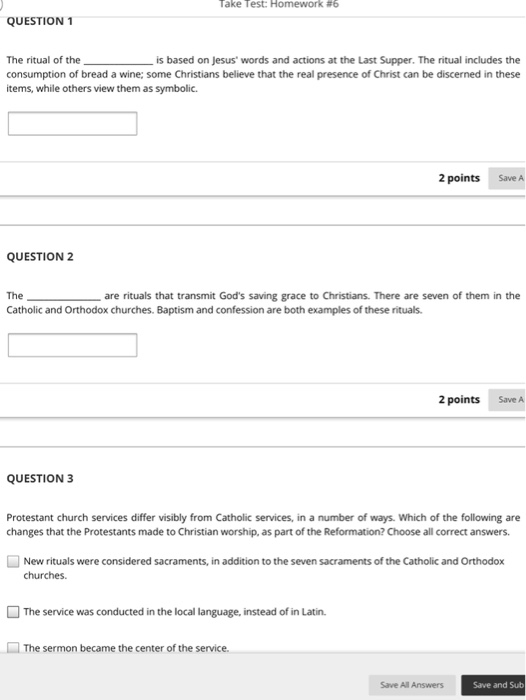 Solved Take Test: Homework #6 QUESTION 1 The ritual of the | Chegg.com