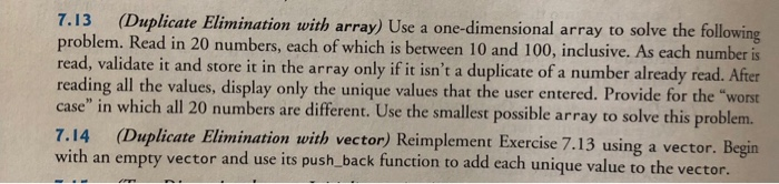 Solved 7.13 (Duplicate Elimination with arrayUse a | Chegg.com