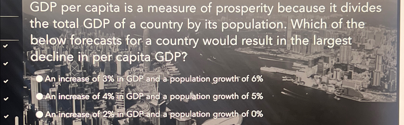 Solved GDP per capita is a measure of prosperity because it | Chegg.com